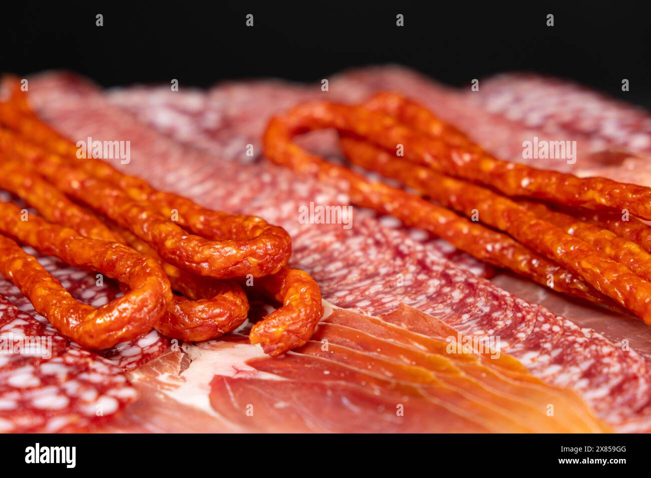 Assortment spanish sausages meat hi-res stock photography and images ...
