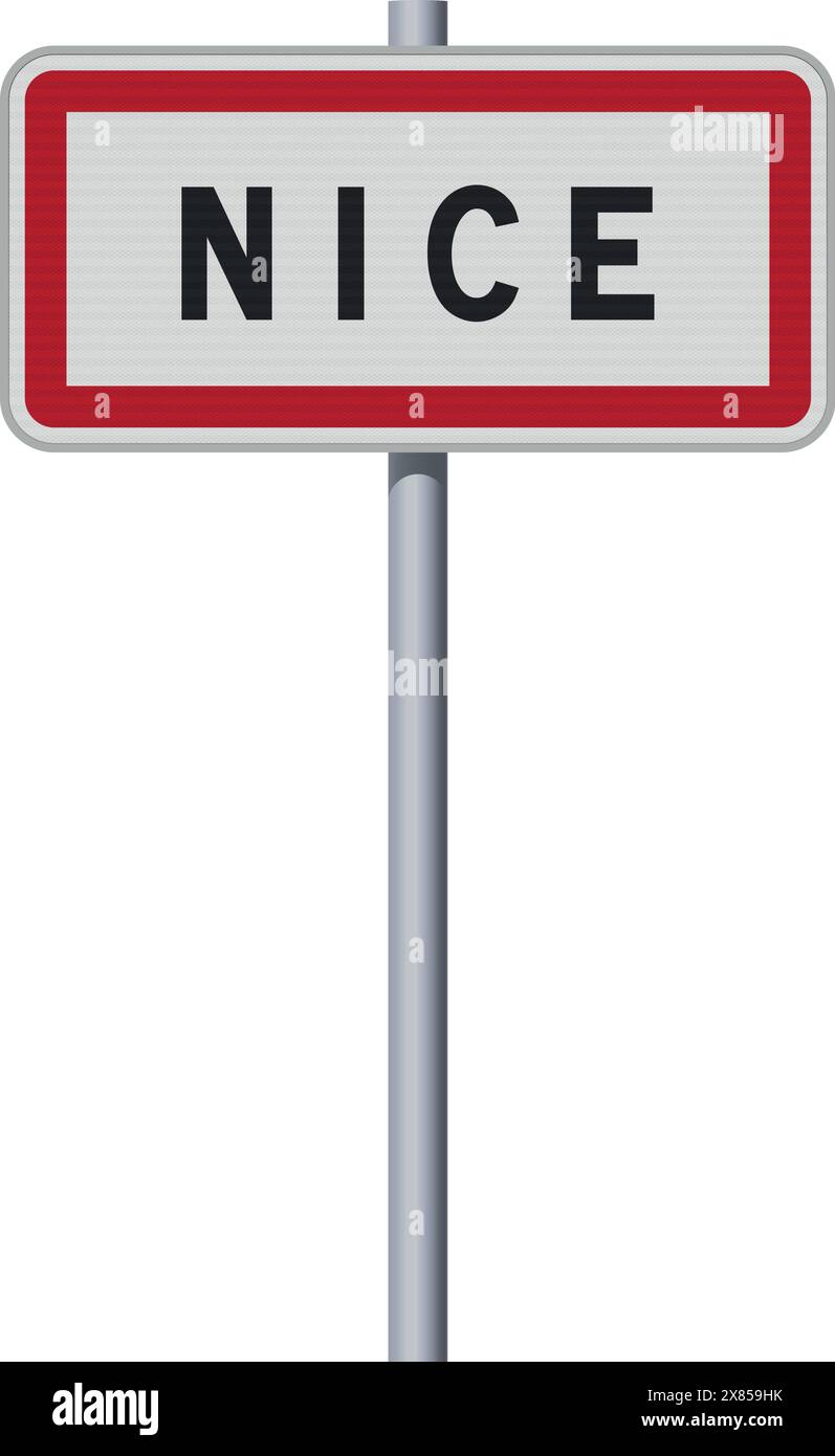 Vector illustration of the City of Nice (France) entrance road sign on ...