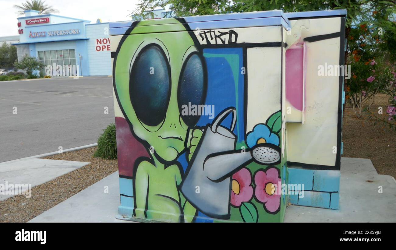Las Vegas, Nevada, USA 14th May 2024 Aliens Street Art Mural on May 14 ...