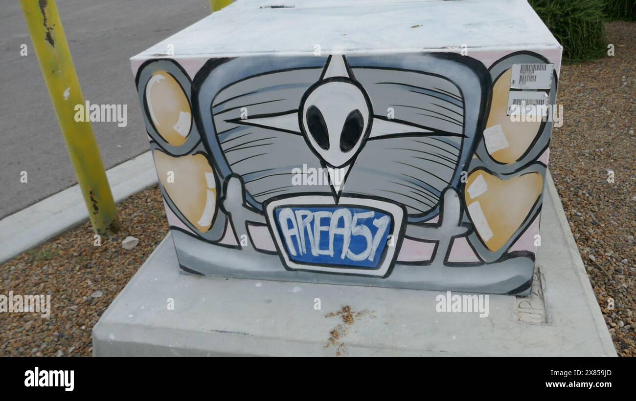 Las Vegas, Nevada, USA 14th May 2024 Area 51 UFOs Aliens Street Art ...
