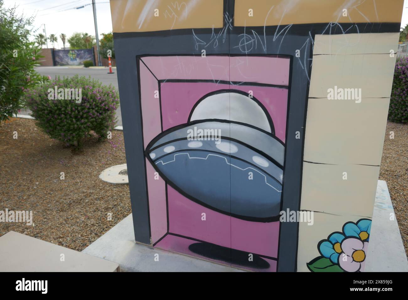 Las Vegas, Nevada, USA 14th May 2024 UFOs Aliens Street Art Murals on ...