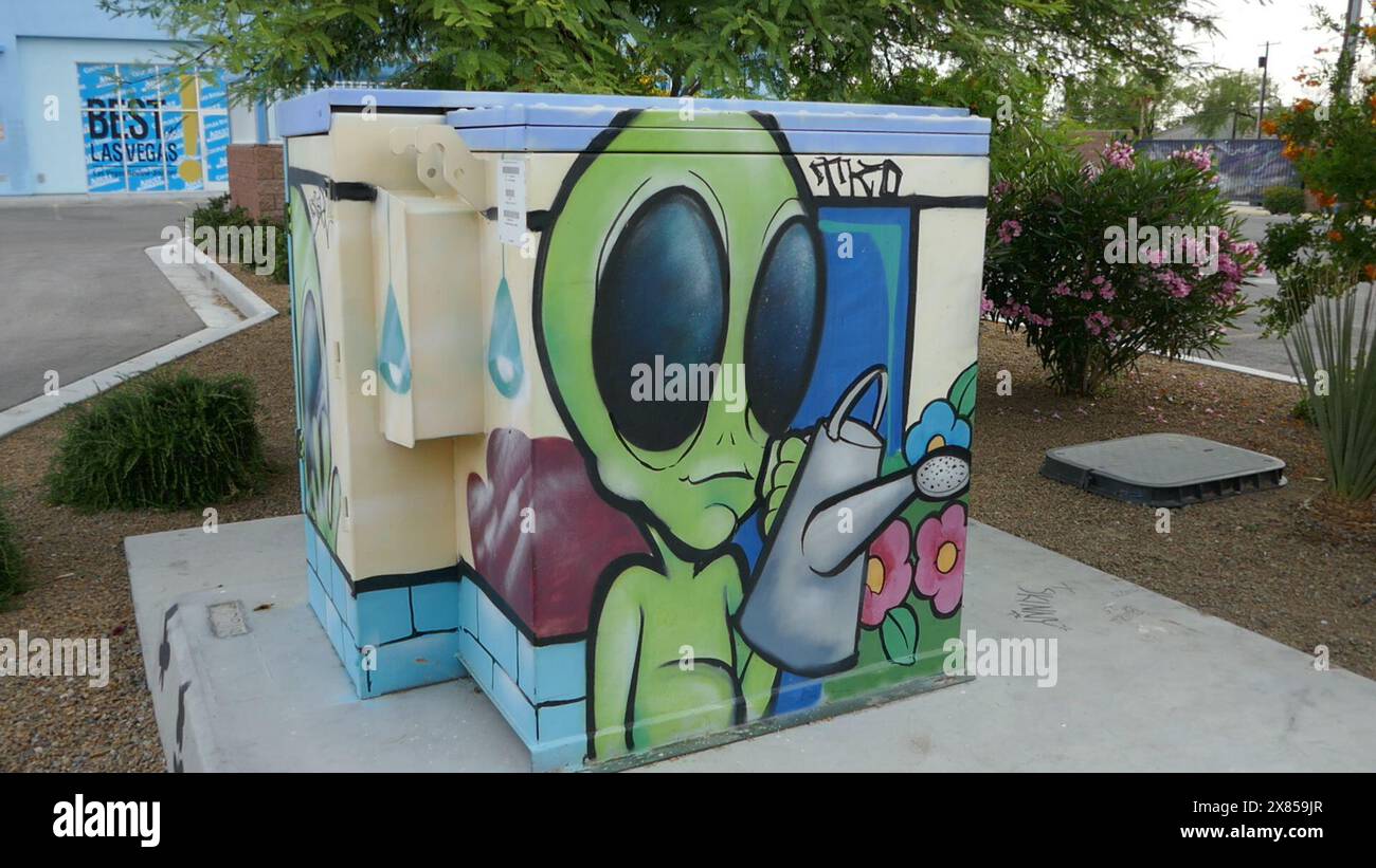 Las Vegas, Nevada, USA 14th May 2024 Aliens Street Art Mural on May 14 ...