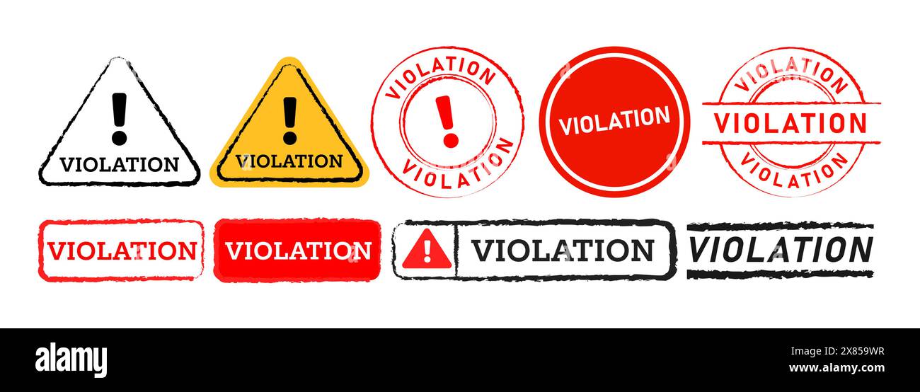 violation stamp label sticker sign for caution infringement illegal ...