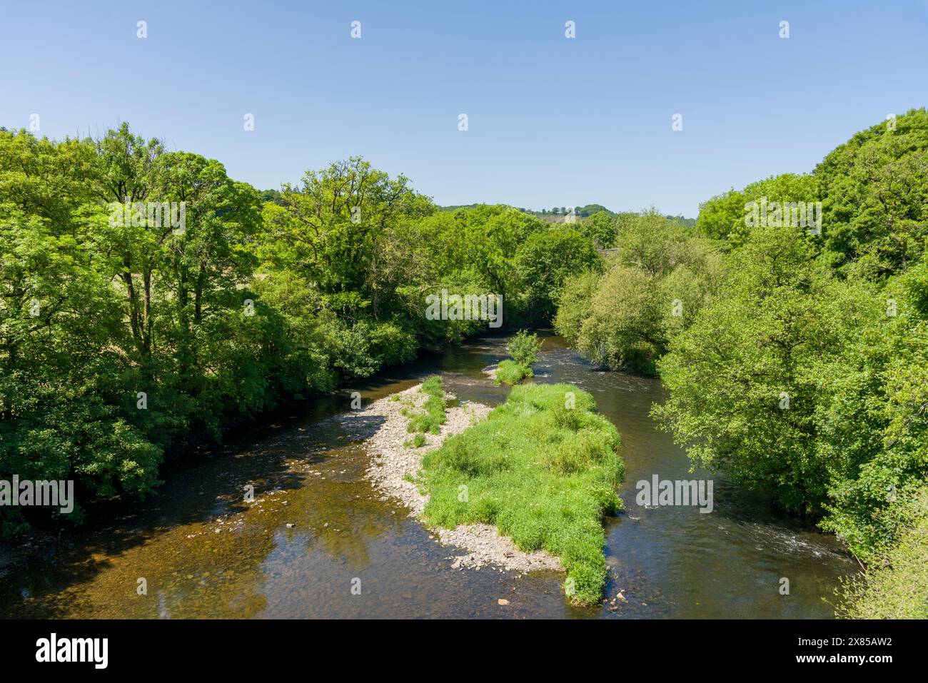 The River Torridge from the old railway bridge at Great Torrington ...