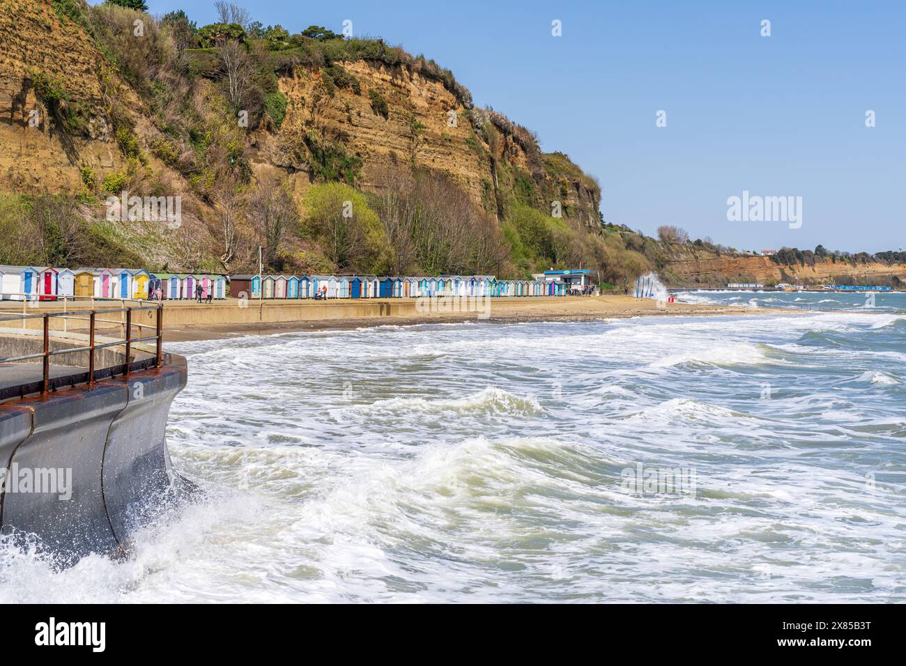 Shanklin, Isle of Wight, England, UK - April 20, 2023: Beach huts on ...