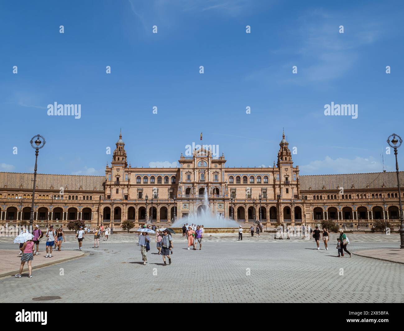 Seville, Spain - September 14, 2023: Main building of the Plaza de ...