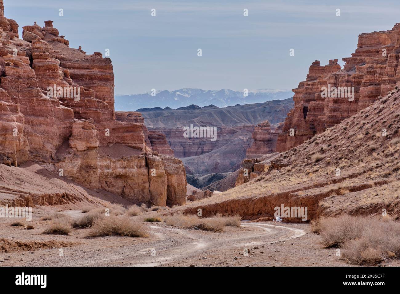 Path along valley of Castles Gorge, Charyn Canyon National Nature Park ...