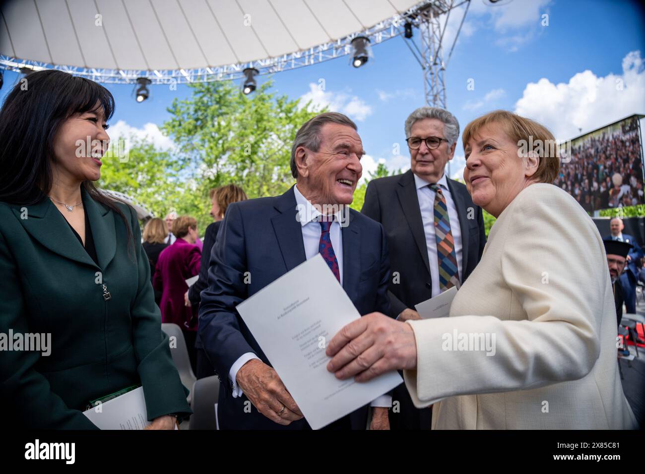 23 May 2024, Berlin: Angela Merkel, former Chancellor, and Gerhard ...