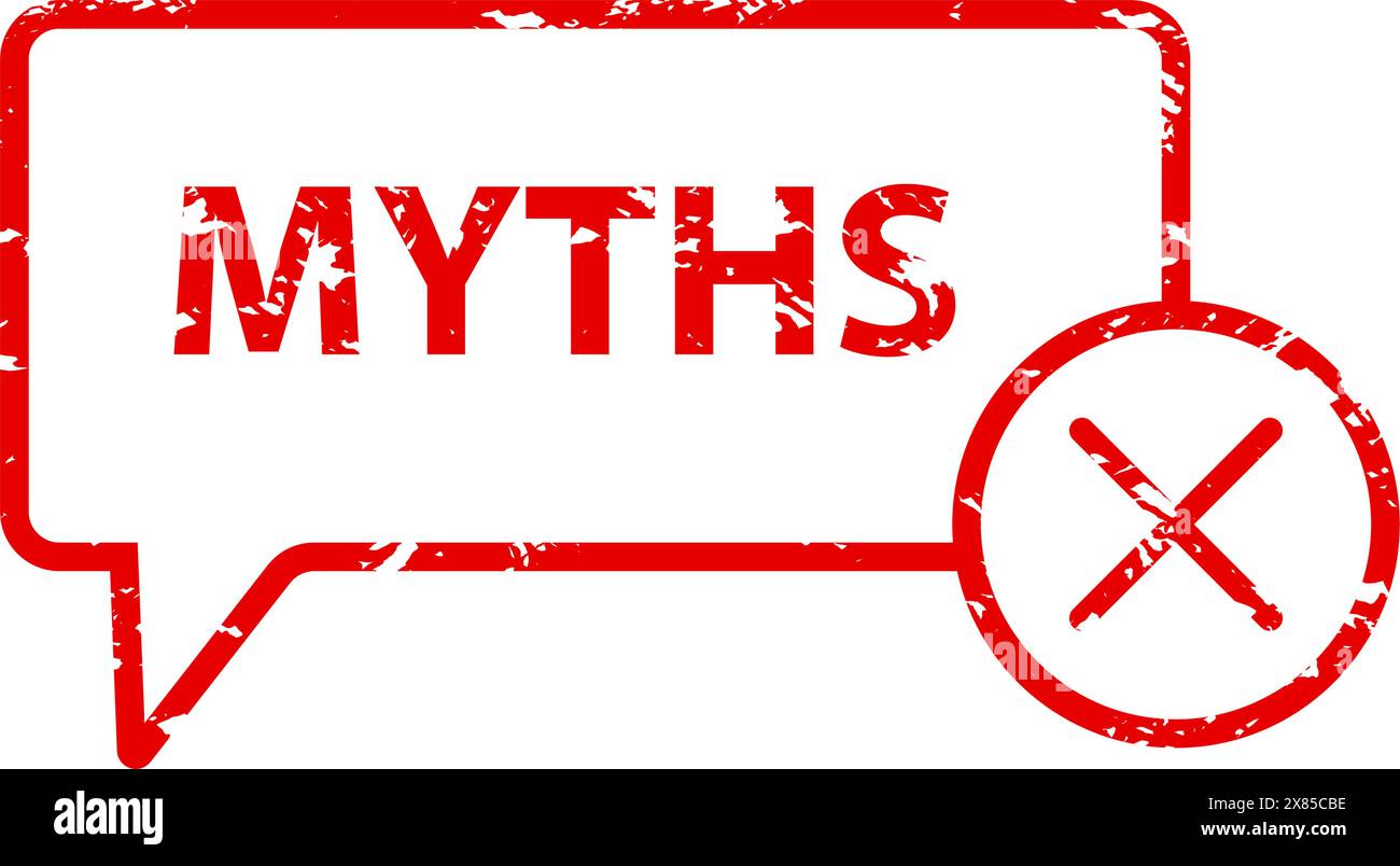 Myth rubber stamp mark. Vector of false label, seal ink, imprint ...