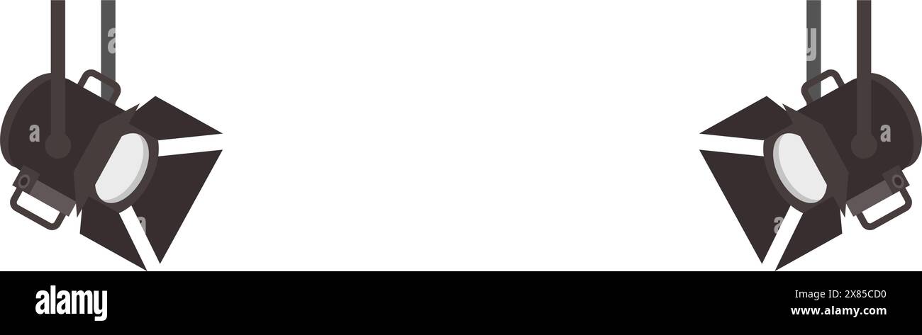 Illuminated banner with spotlights. Vector of spotlight banner, lamp ...