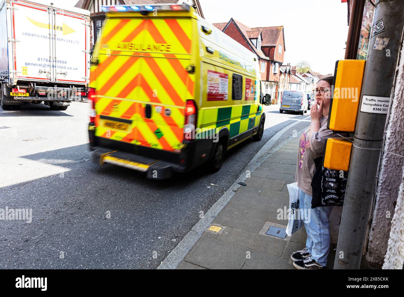 speeding ambulance, Lyndhurst, New Forest, Hampshire, uk, England ...
