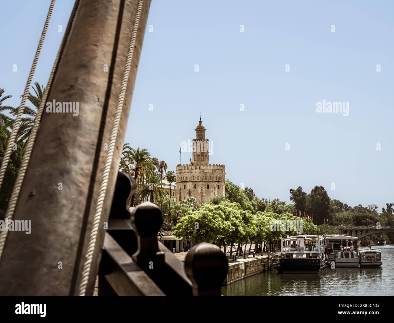 The medieval bastion tower of Seville called Torre del Oro as seen from ...