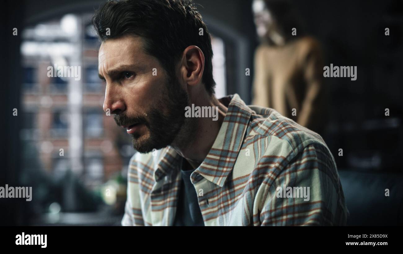Dark Gloomy Portrait of Fragile Emotional man Crying being Bullied by ...