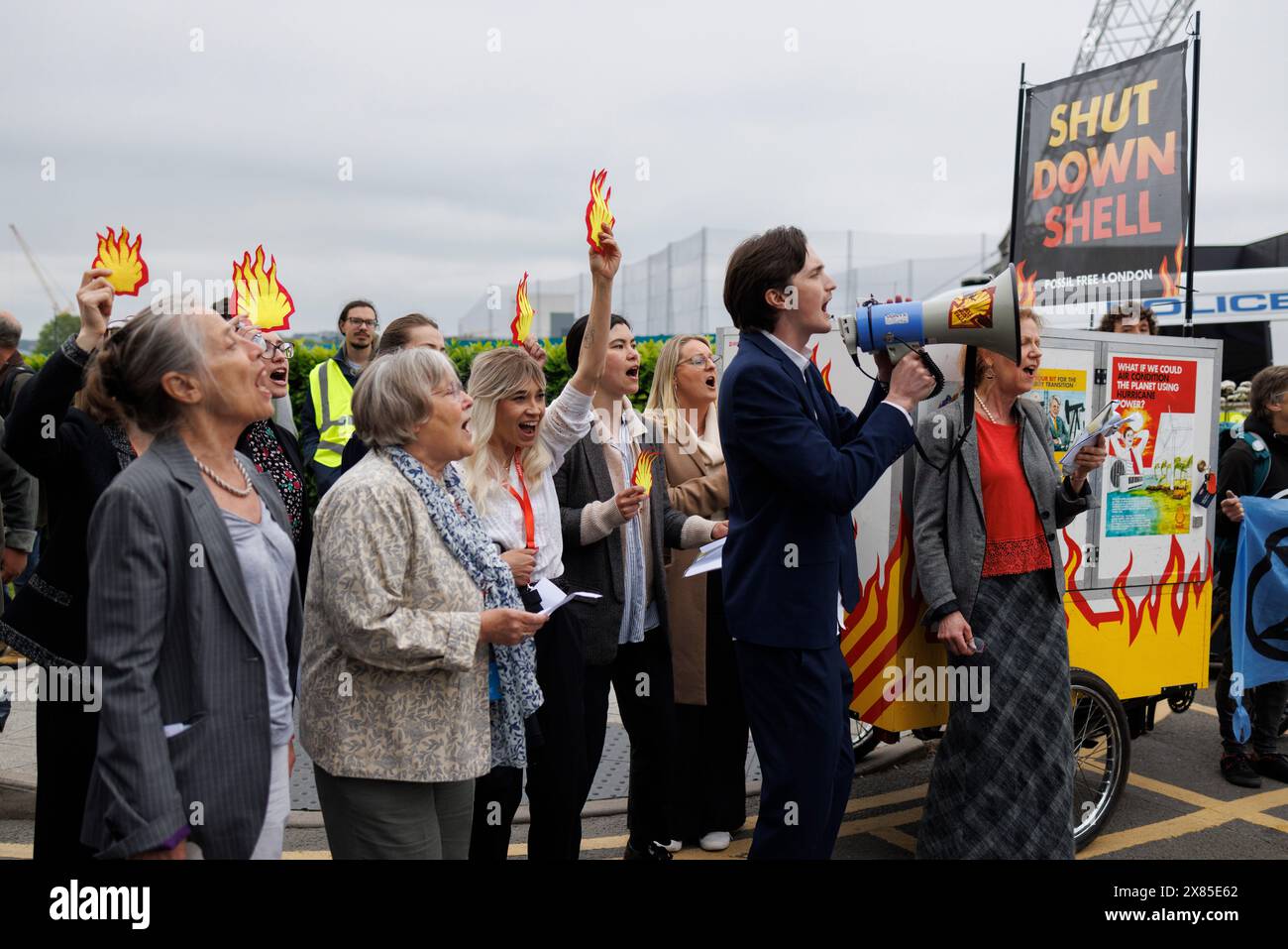21st May 2024. North Greenwich, London, UK. Protest at the Shell AGM ...