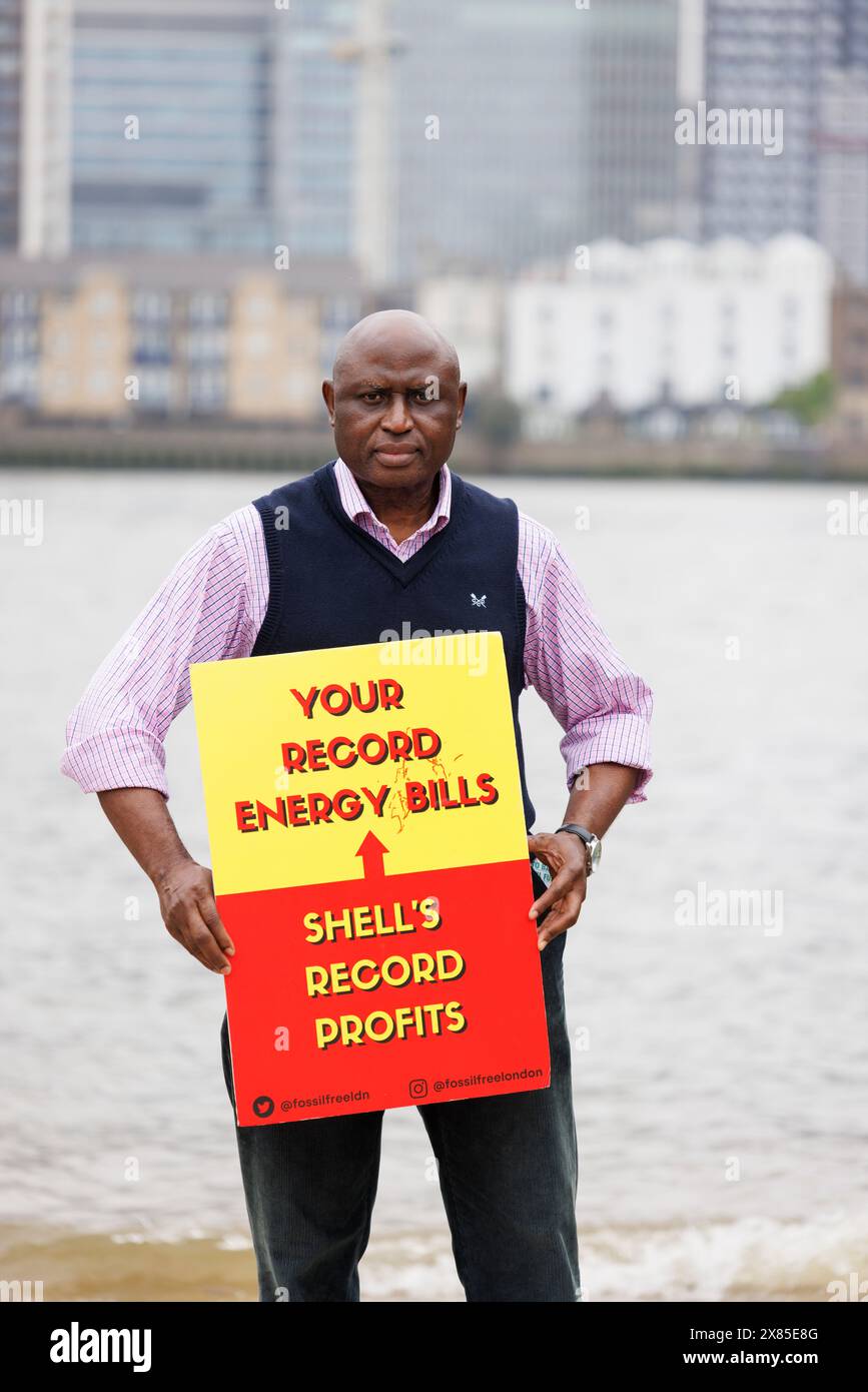 21st May 2024. North Greenwich, London, UK. Protest outside the Shell ...