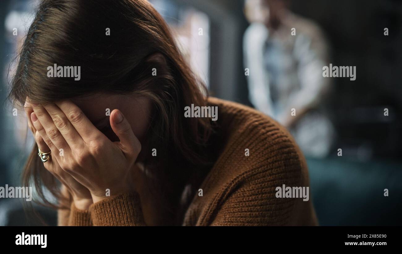 Portrait of Crying Woman Covering Her Face with Hands, being Harrased ...
