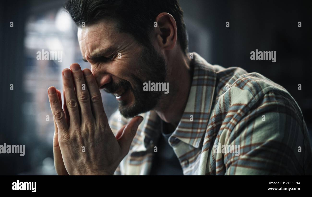 Portrait of Emotional Man Crying, Stressed, Having Mental Problems ...