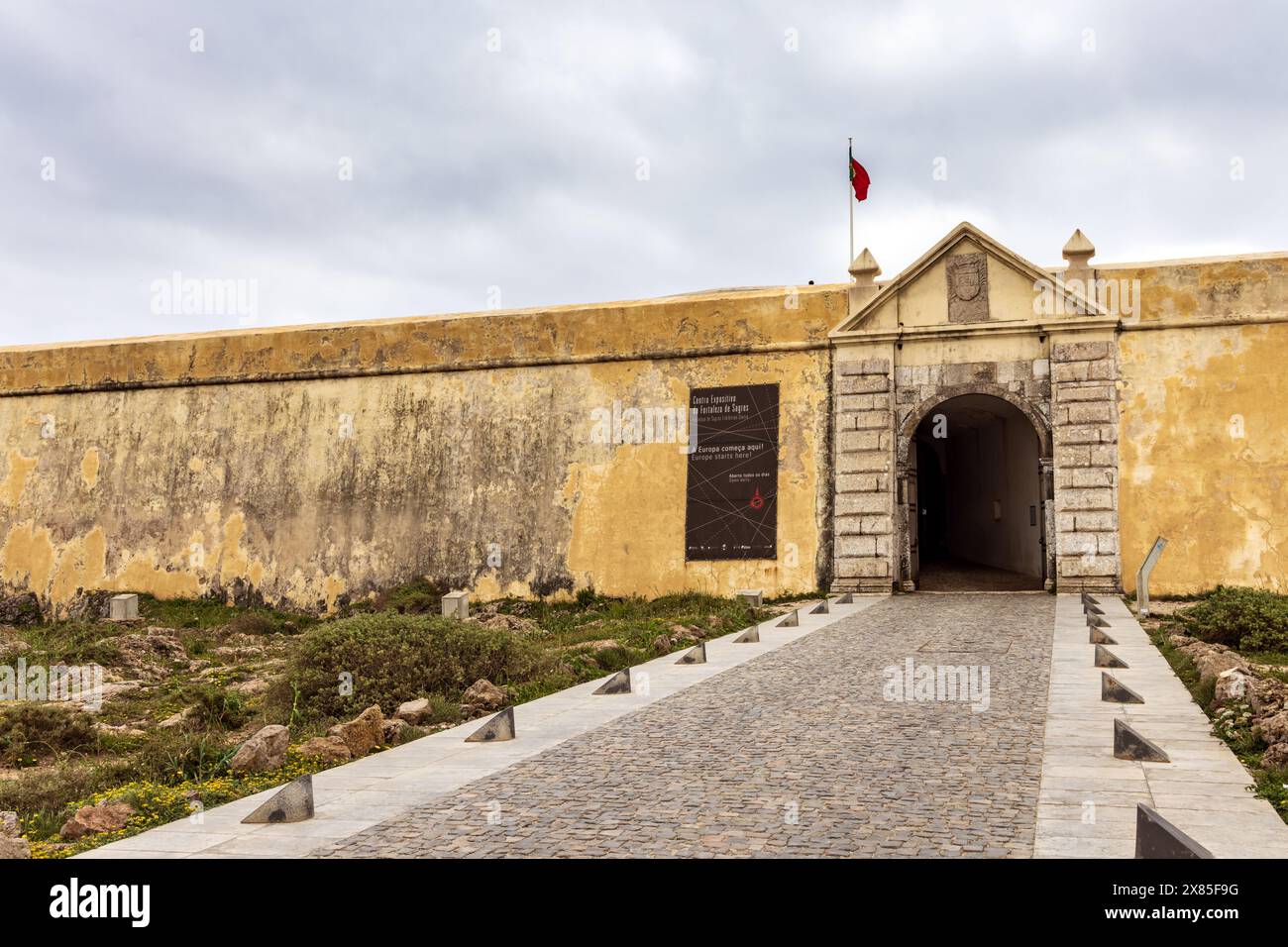 Entrance to Fortaleza de Sagres (Fortress of Sagres), Algarve, Portugal ...