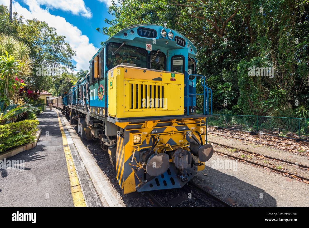 A 1720 Class 62.5 tonne diesel locomotive at Kuranda Railway Station ...