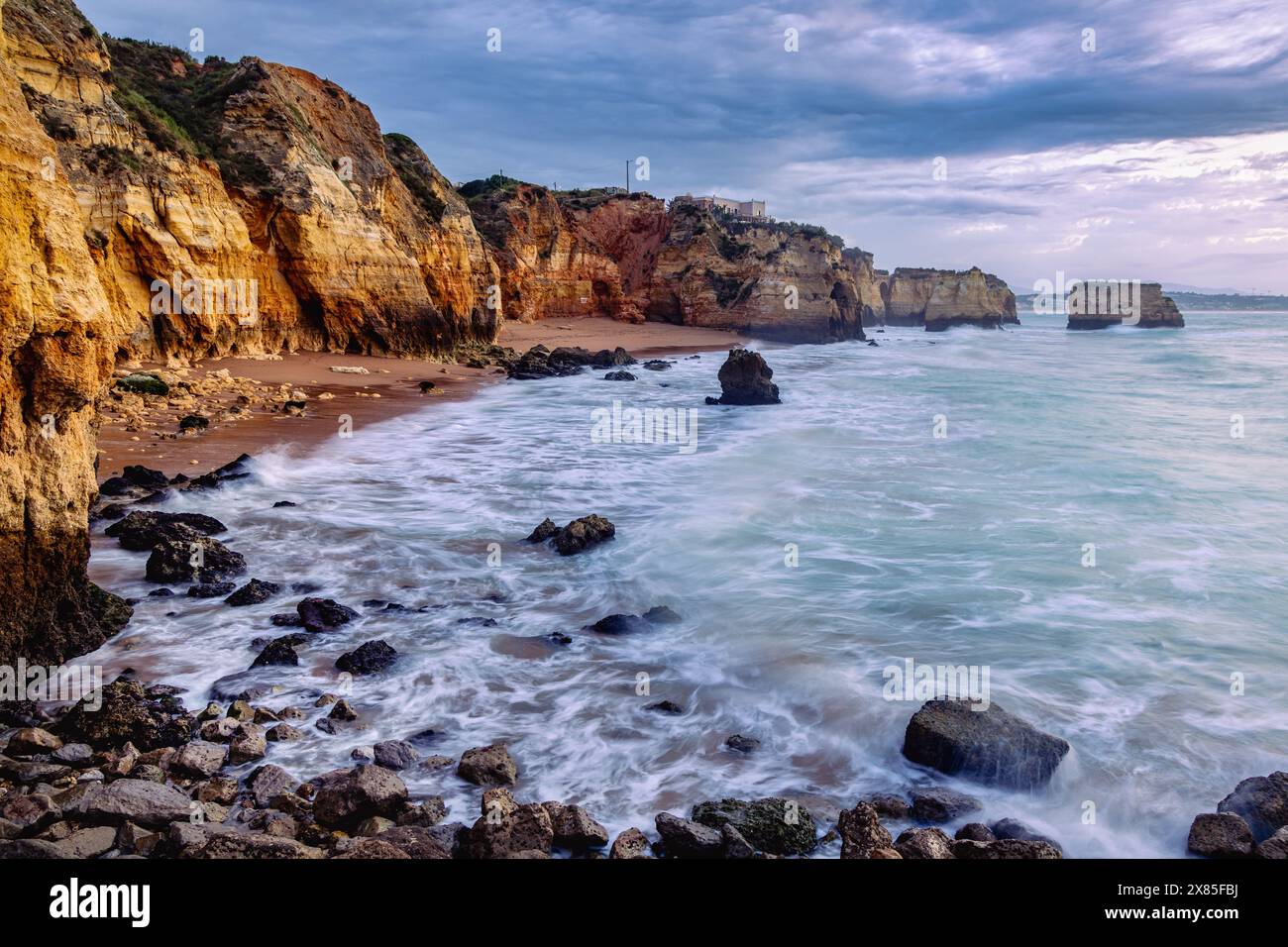 The spectacular stacks and cliffs at Praia da Prainha, Algarve ...