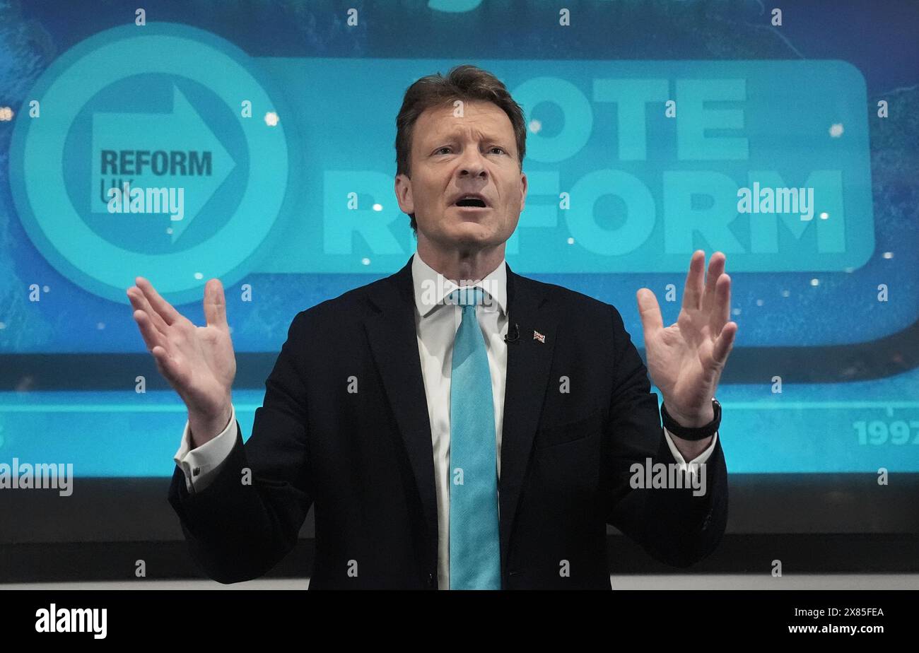Leader of Reform UK Richard Tice speaking during a General Election ...
