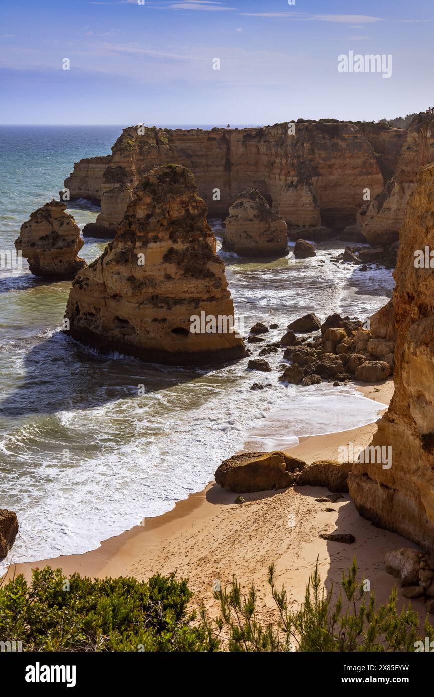 The beautiful Marinha beach at Praia da Marinha, with its spectacular ...