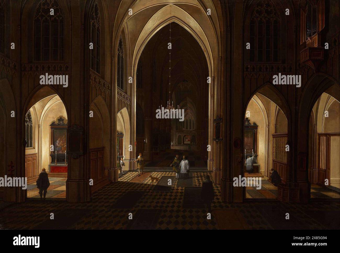 The Interior of a Gothic Church by Night Pieter Neefs the Elder Stock ...