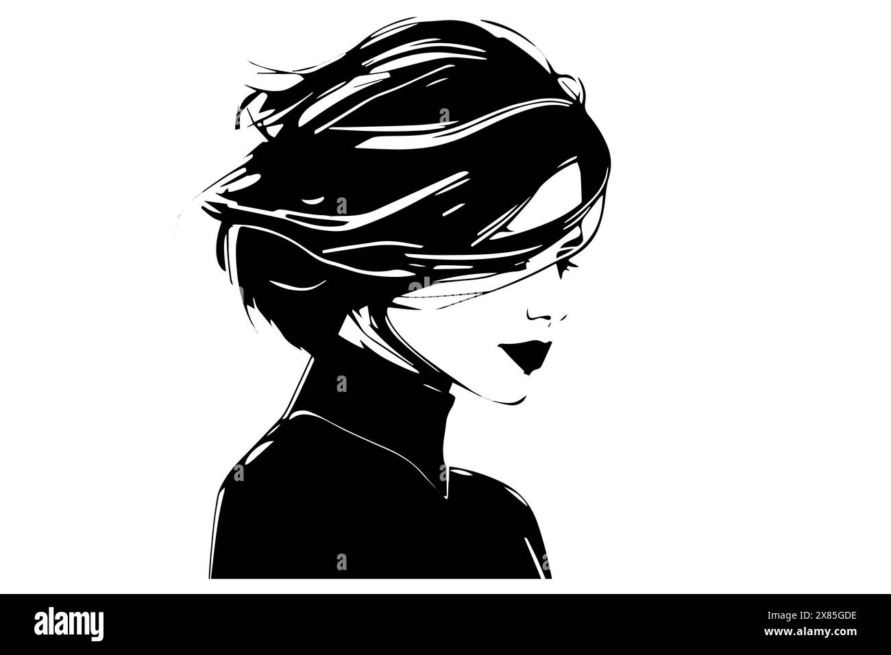 Goth girl hand drawn ink sketch. Engraved style vector portrait Stock ...