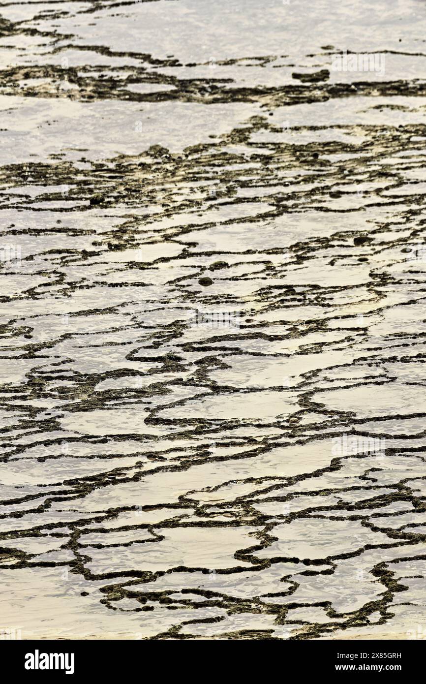Intricate tide patterns and sand textures created by the ebbing water ...