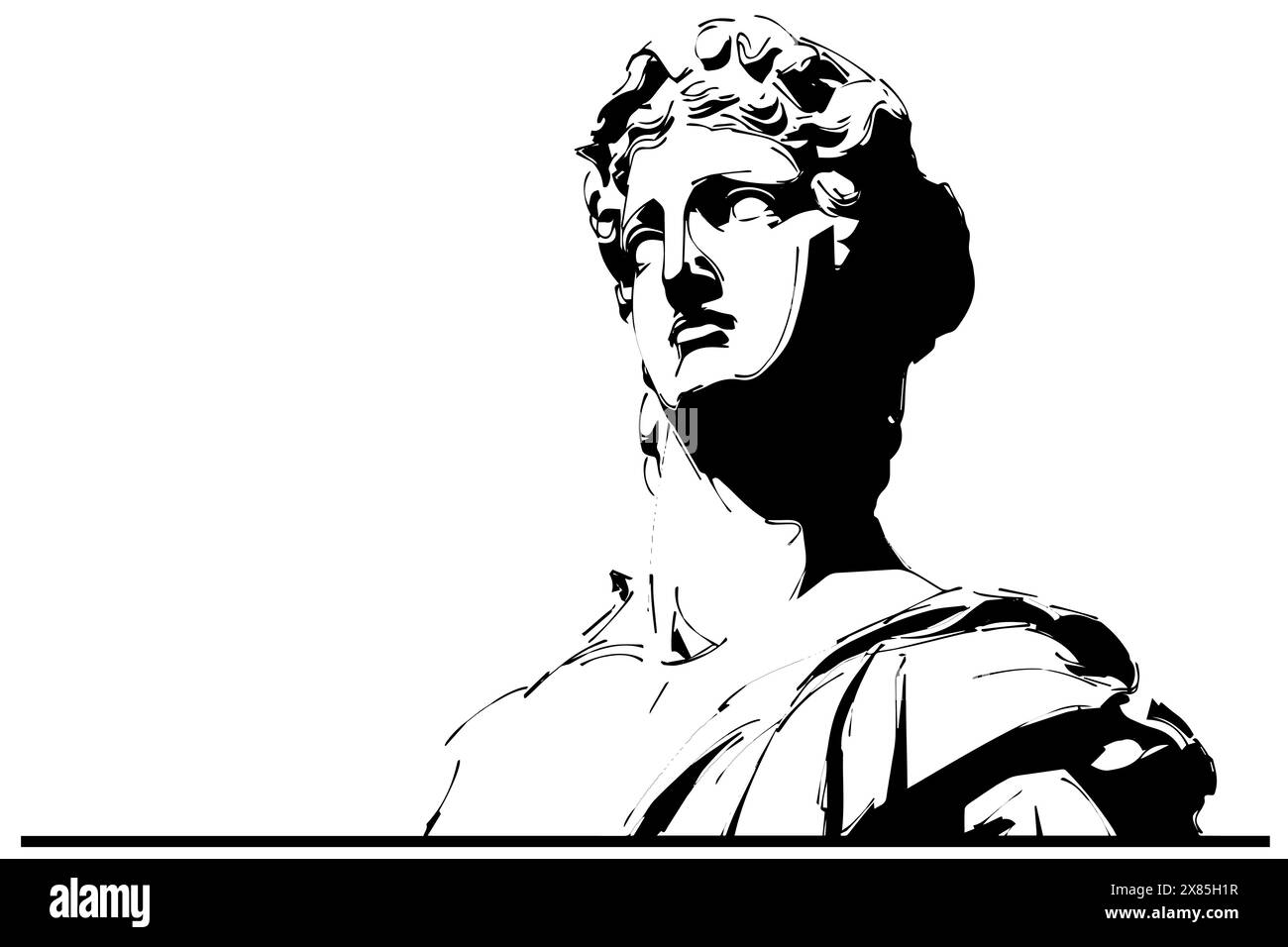 Greek antique statue head etching vector sketch. Sculpture ancient bust ...