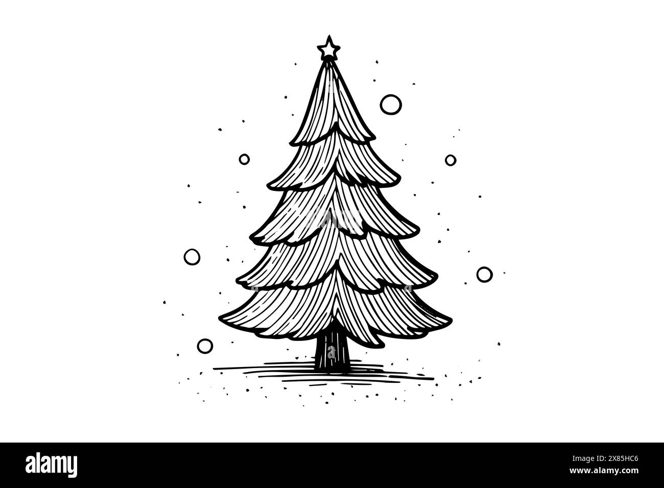 Spruce sketch in engraving style silhouette. Tree pine simple vector ...