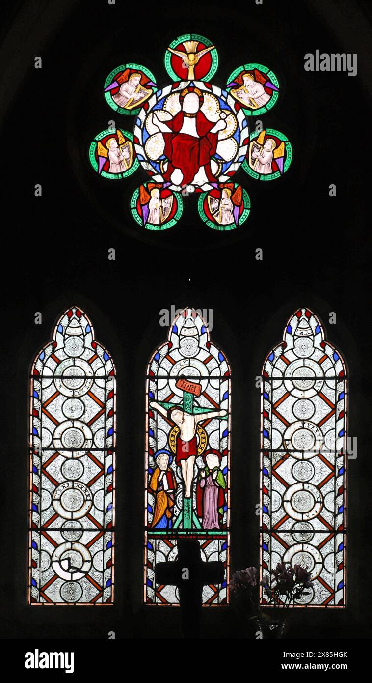 A stained glass window depicting the crucifixion of Jesus, St Grada's ...