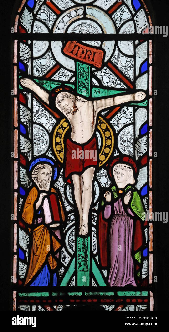 A stained glass window depicting the crucifixion of Jesus, St Grada's ...