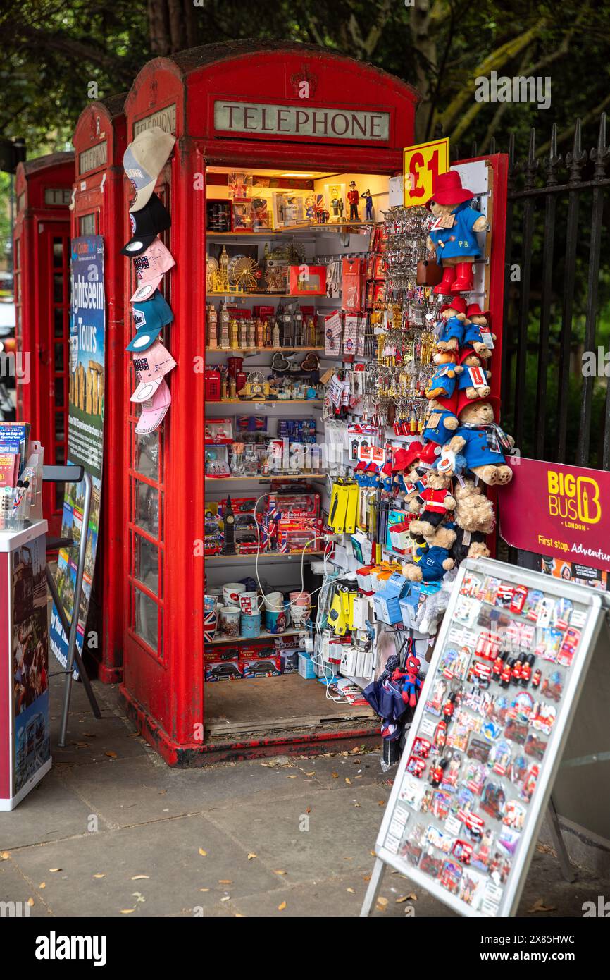 British Red Phone Box repurposed as a souvenir shop in London Stock ...