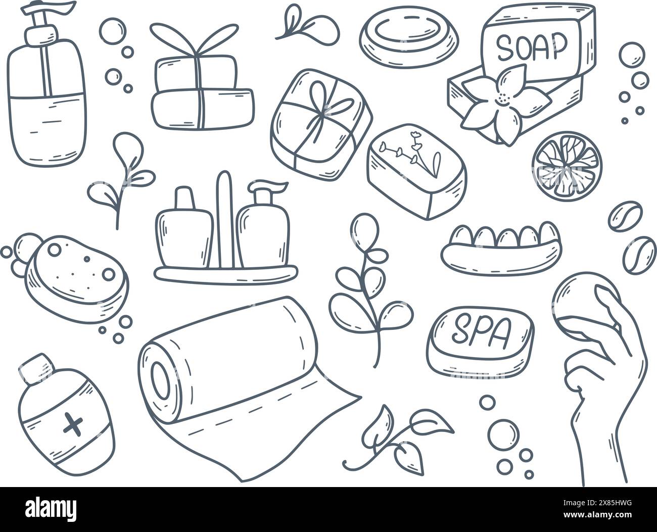 Soap and hygiene doodle sketch style set Stock Vector Image & Art - Alamy