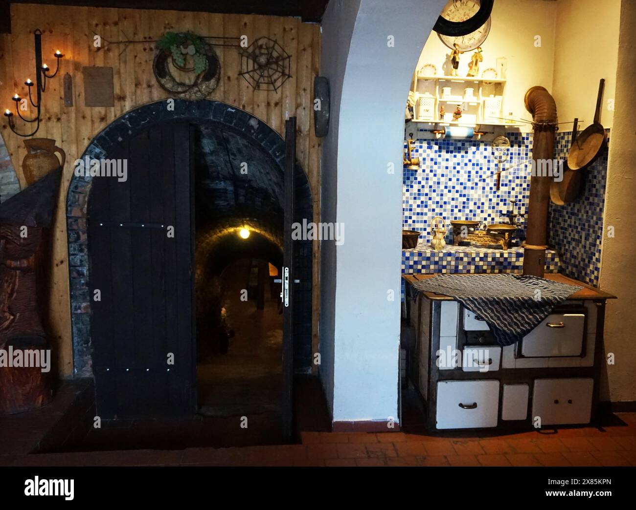 old wine-growing cellar with czech kitchen as part of history Stock ...