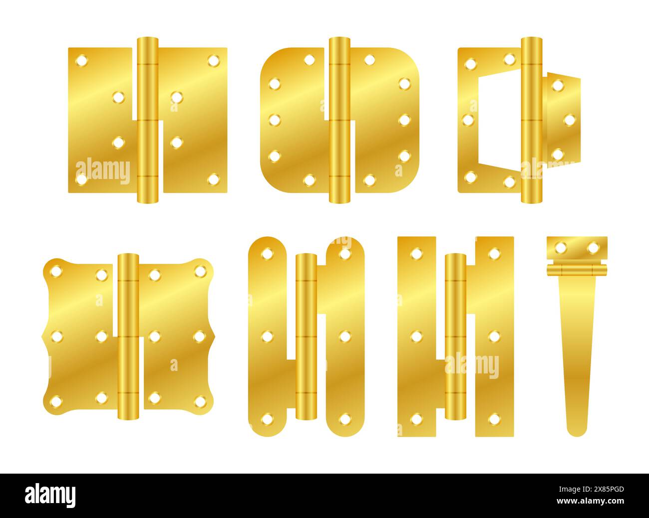 Section of steel door hinges. Classic And Industrial Ironmongery. Metallic equipment for ...