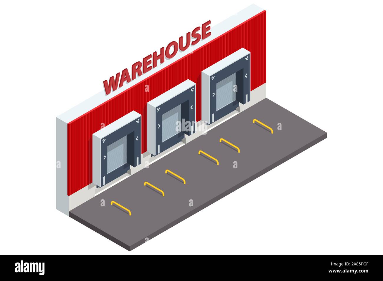 Isometric large modern warehouse with truck. Logistics, Warehouse ...