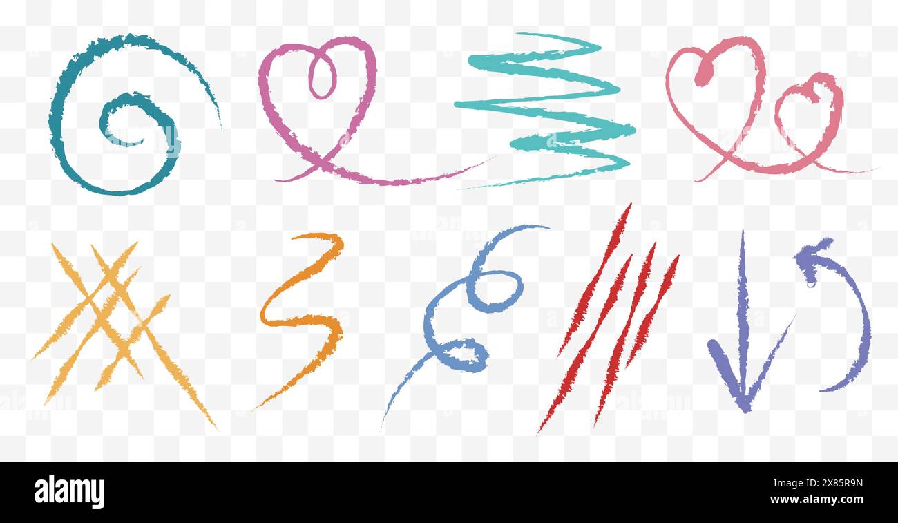 vector illustration features various colorful doodle-style sketches on ...