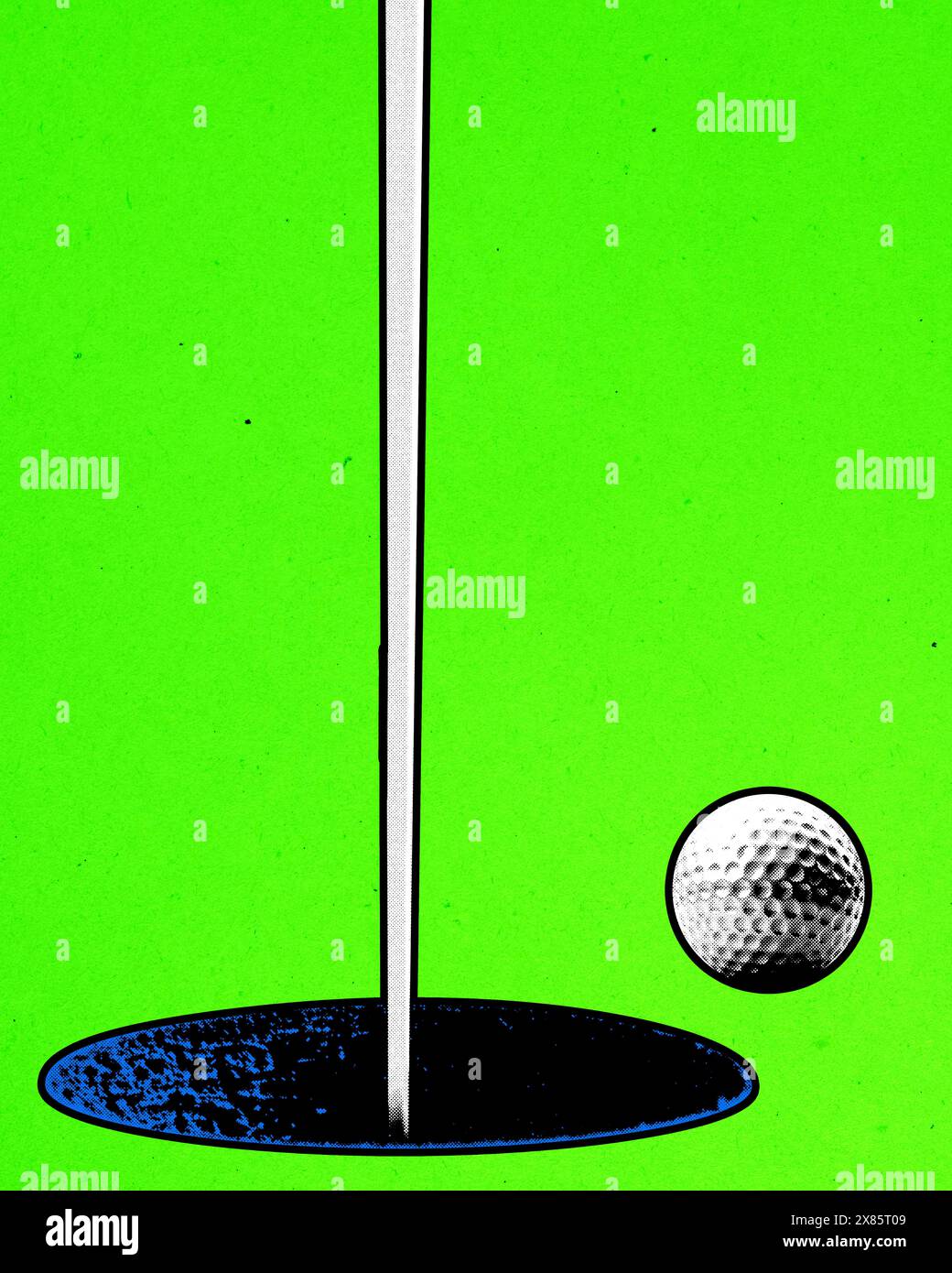 Golf ball and hole against bright green background. Precision and focus ...