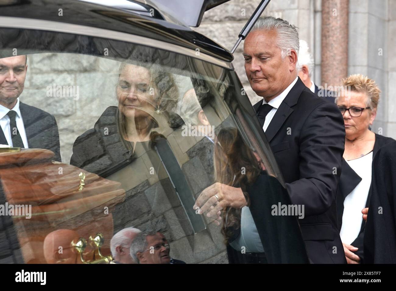 The coffin of businessman, philanthropist and rugby star Tony O'Reilly ...