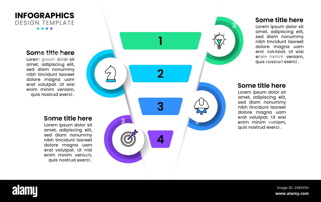 Infographic template with icons and 4 options or steps. Funnel. Can be ...