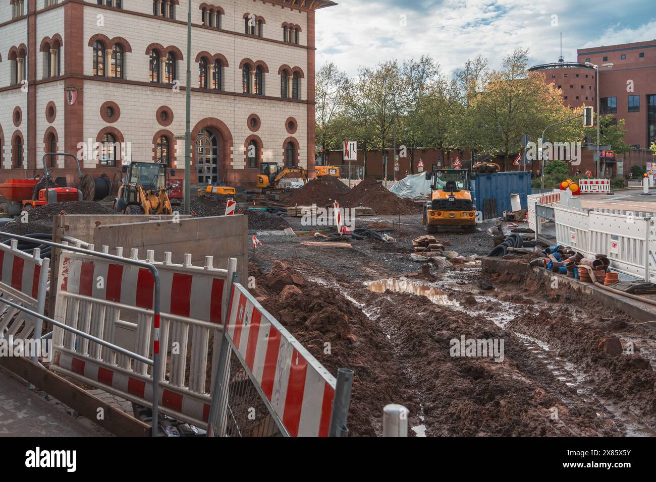 Construction site in front of the Fruit Hall (Fruchthalle) building in ...