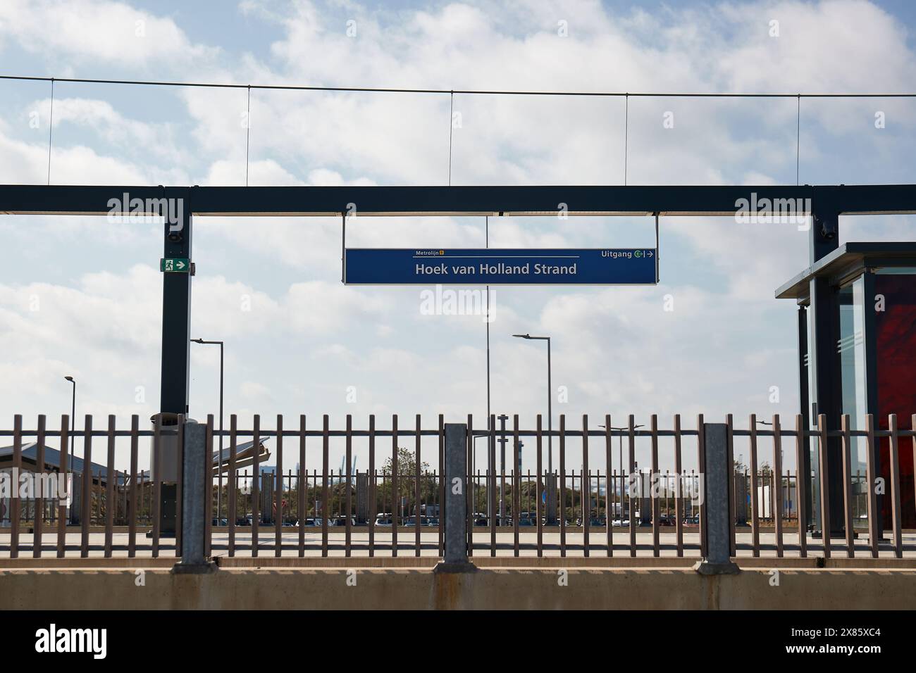 Metro station platform and sign, Hoek Van Holland Strand Stock Photo ...