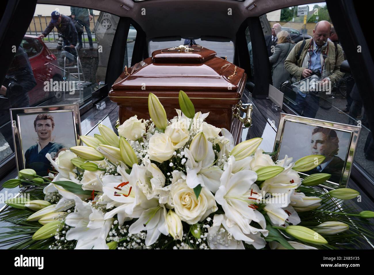 The coffin of businessman, philanthropist and rugby star Tony O'Reilly ...