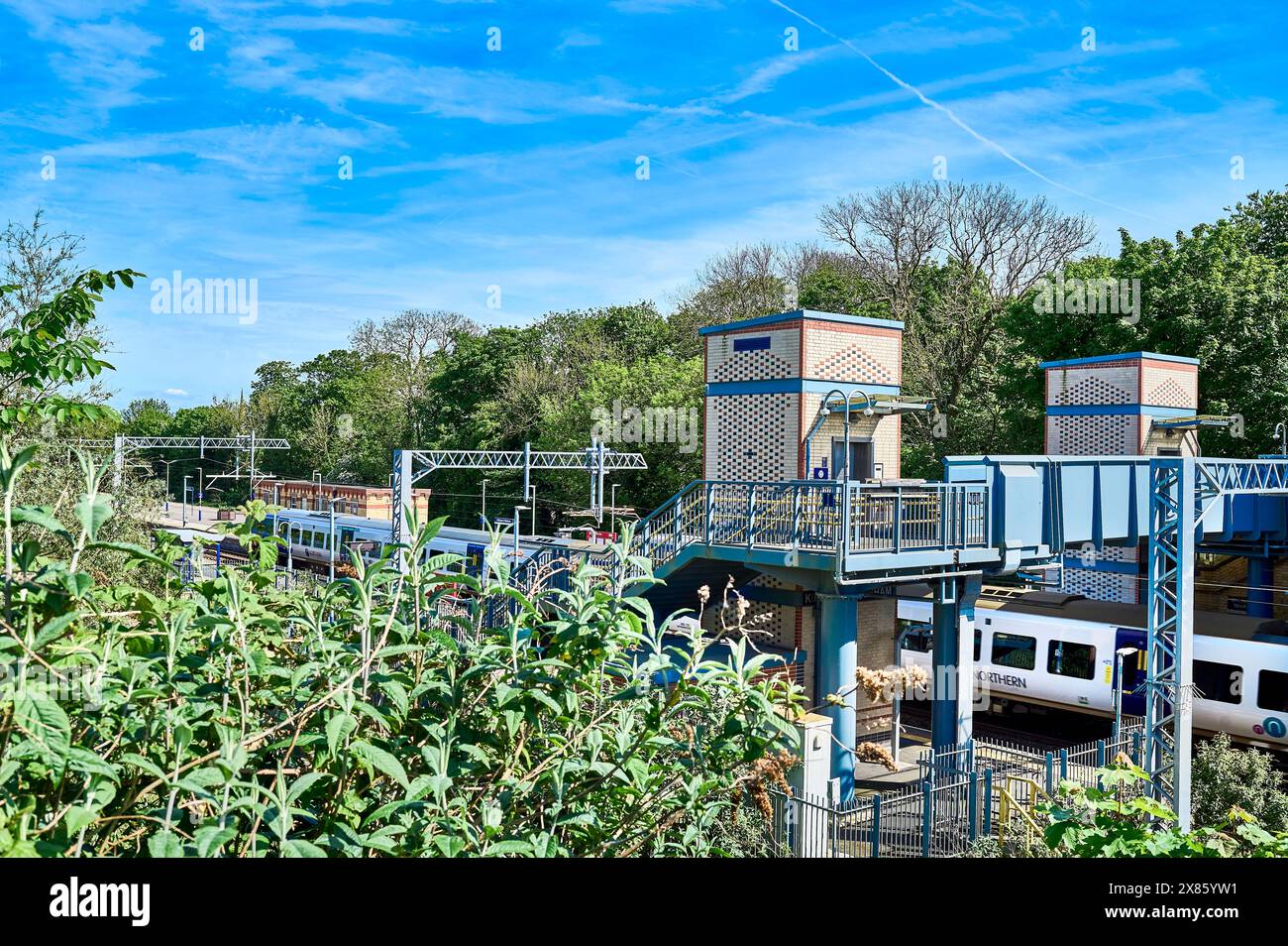 Northern Train passing through Kirkham railway station on a sunny ...