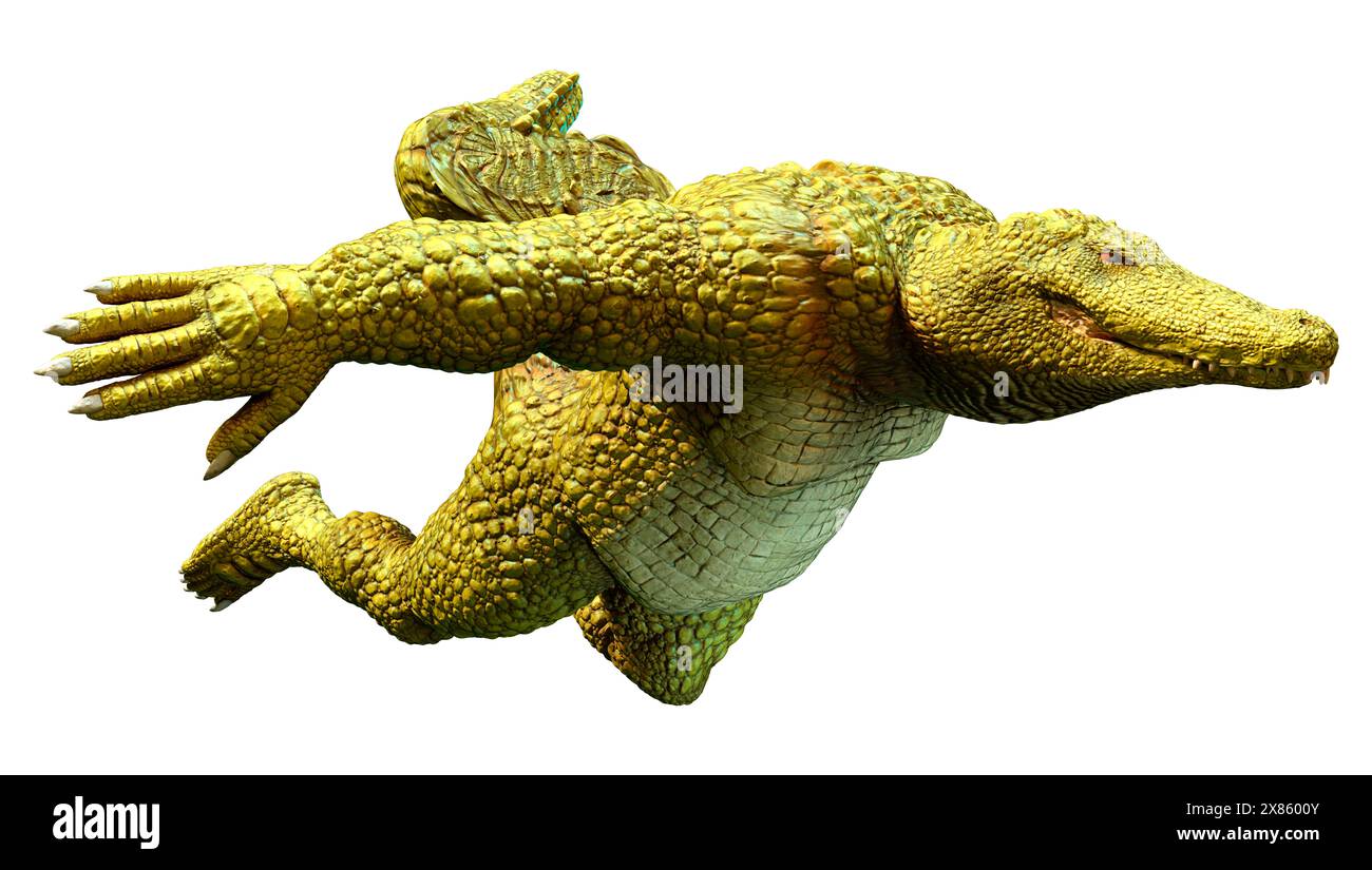 3D rendering of a fantasy crocodile isolated on white background Stock ...