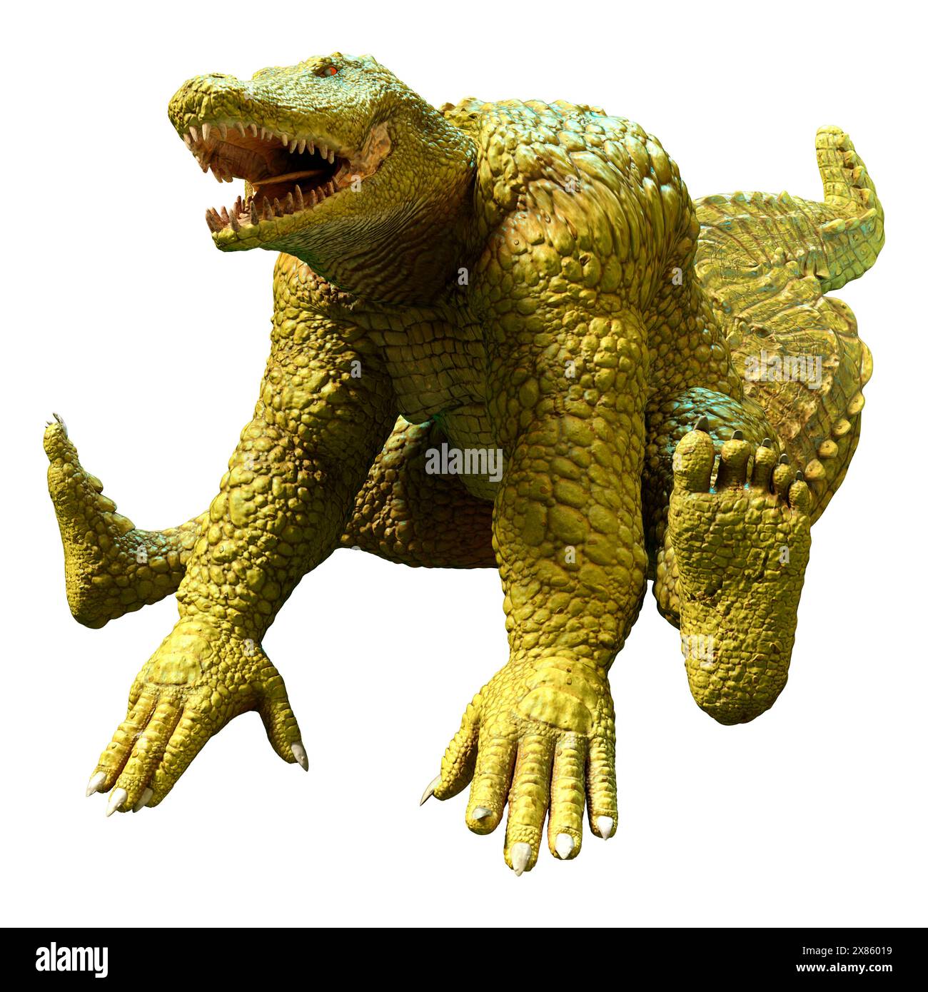 3D rendering of a fantasy crocodile isolated on white background Stock ...