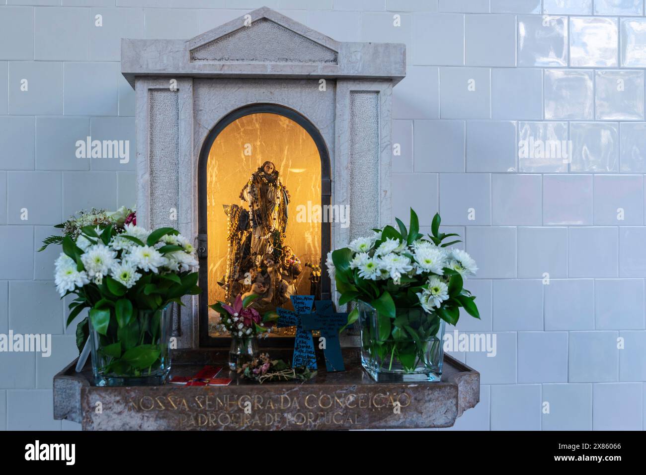 Oporto, Portugal - November 23, 2023: Small altar of Our Lady of the ...