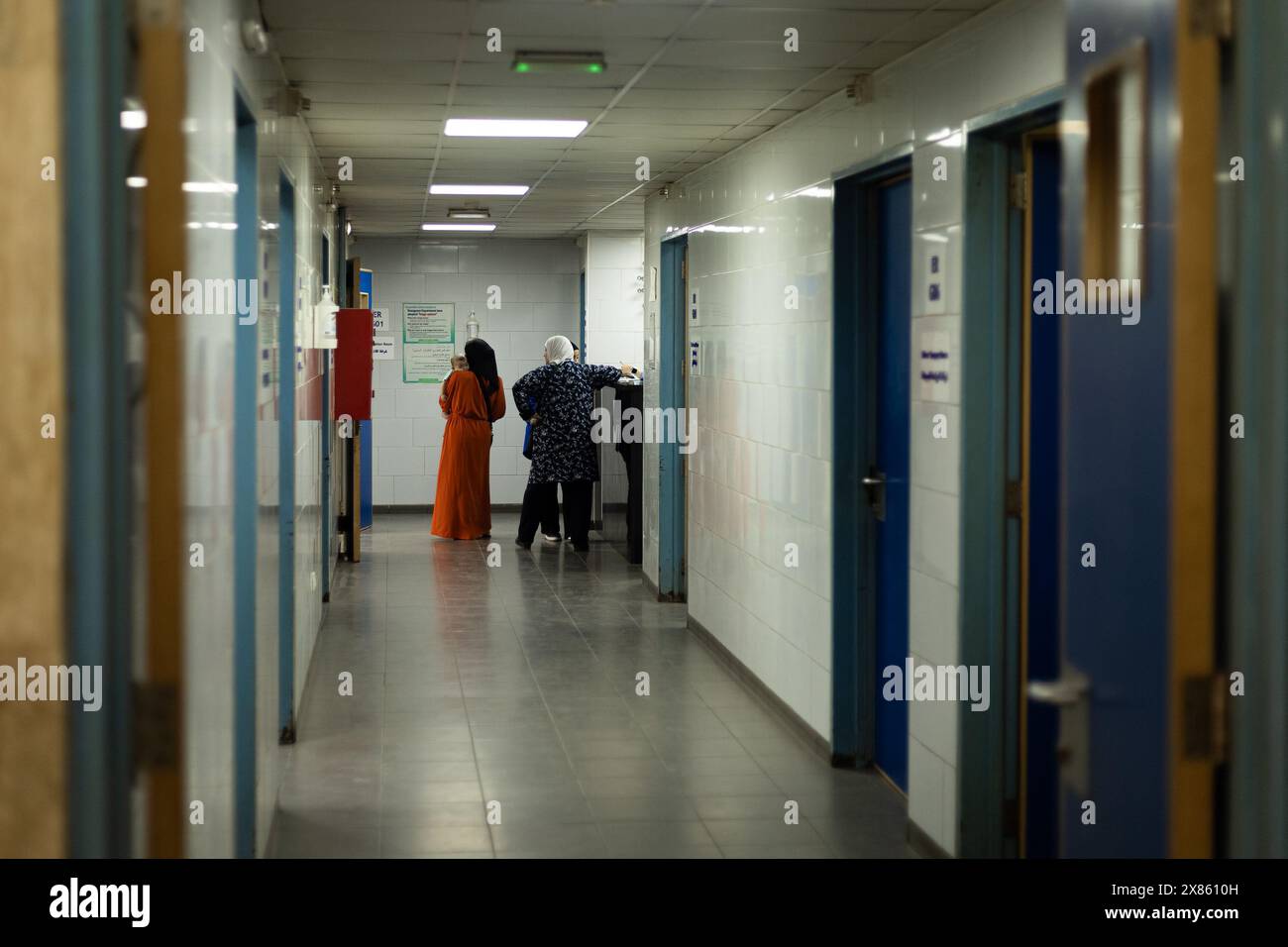 Beirut, Lebanon. 18th May, 2024. Two women visit a Red Crescent medical ...